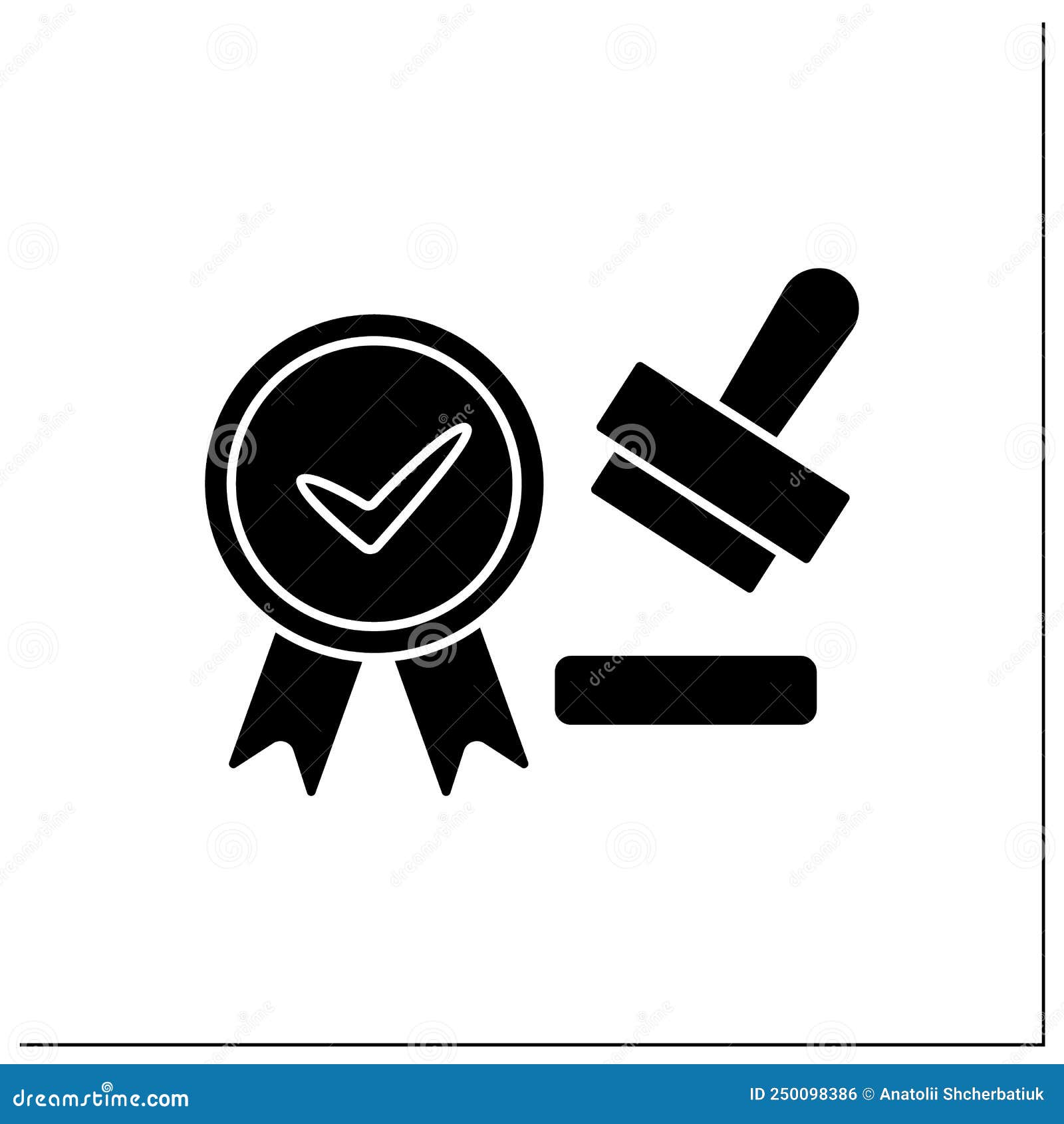 Approved seal glyph icon stock vector. Illustration of regulations ...