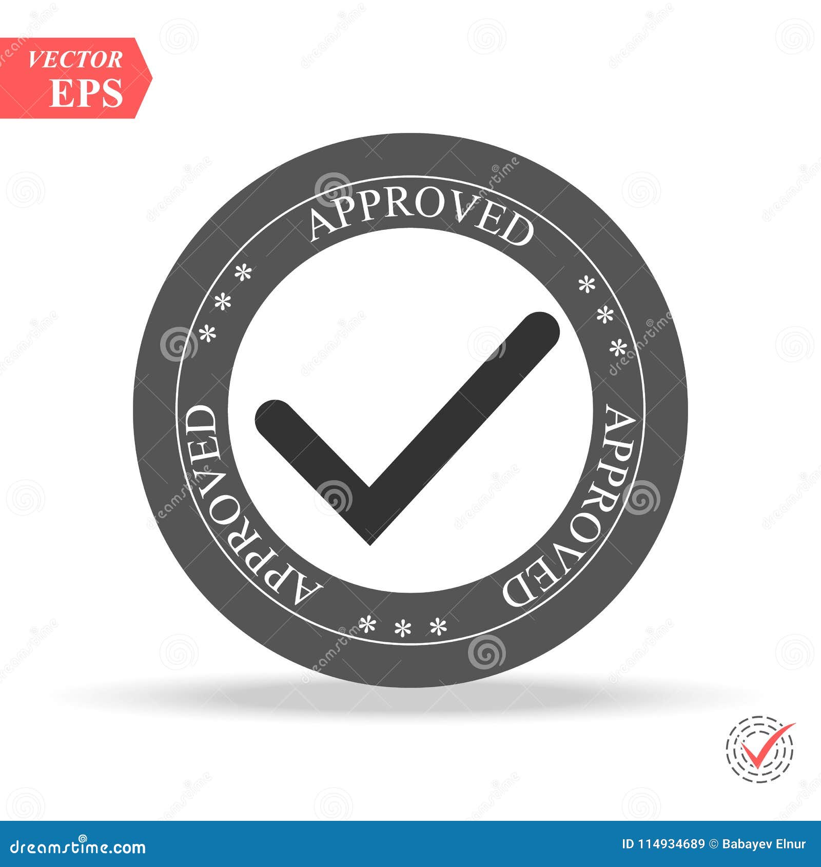 Approved Stamp, Label, Sticker or Stick Flat Icon Stock Illustration ...