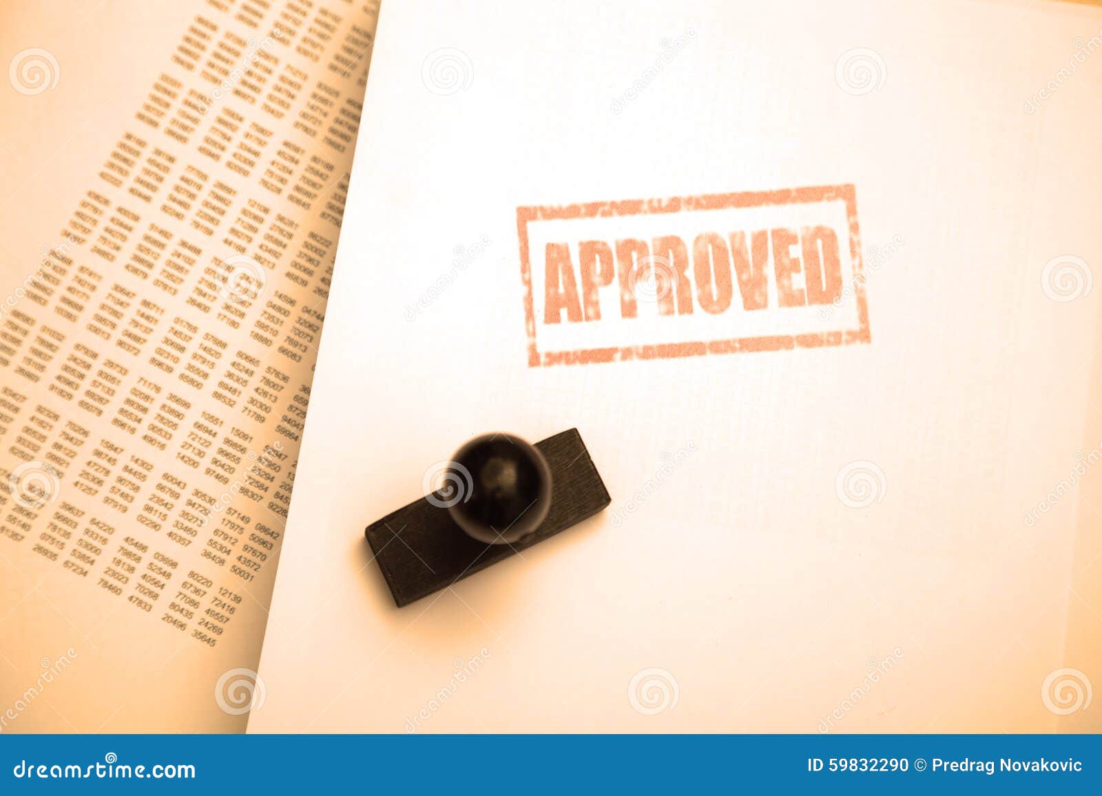 Approved Stamp On Paper Stock Photo - Image: 59832290