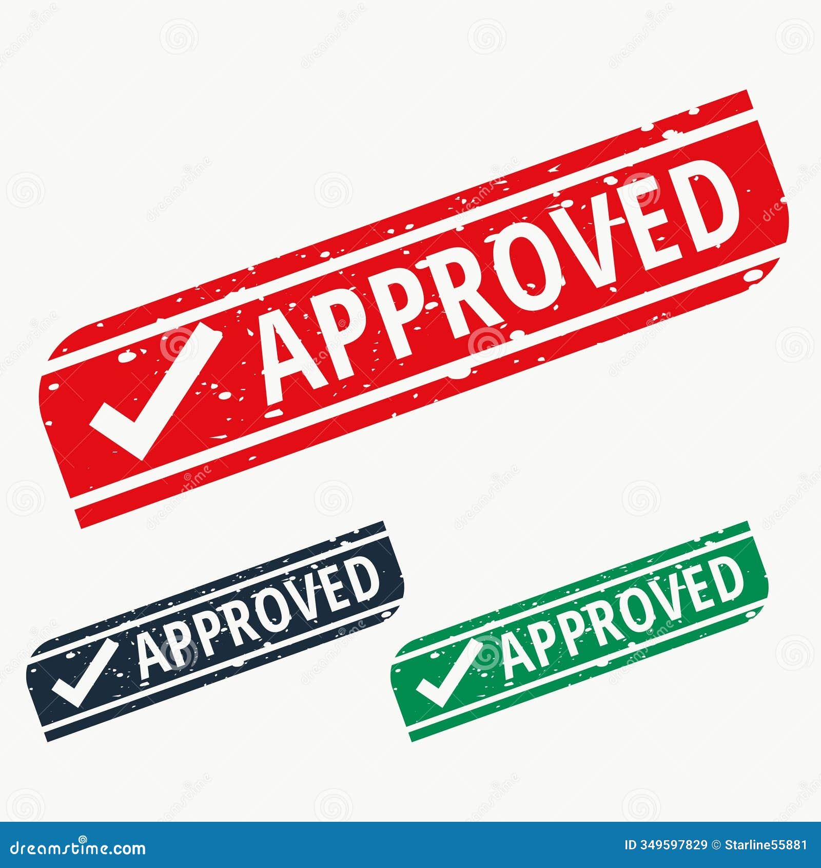 Approved Stamp Sign in Different Colors Stock Vector - Illustration of ...