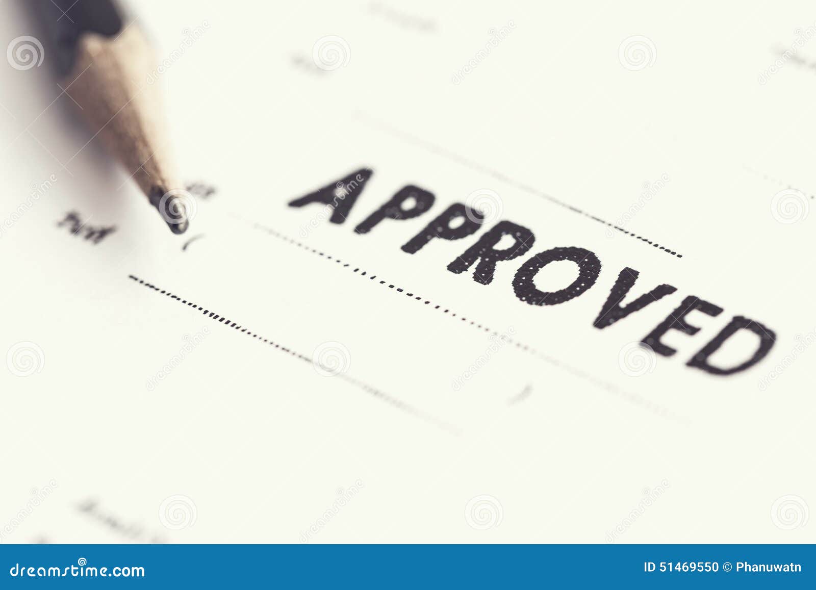 Approved Stamp on White Paper Stock Photo - Image of blue, stamp: 51469550