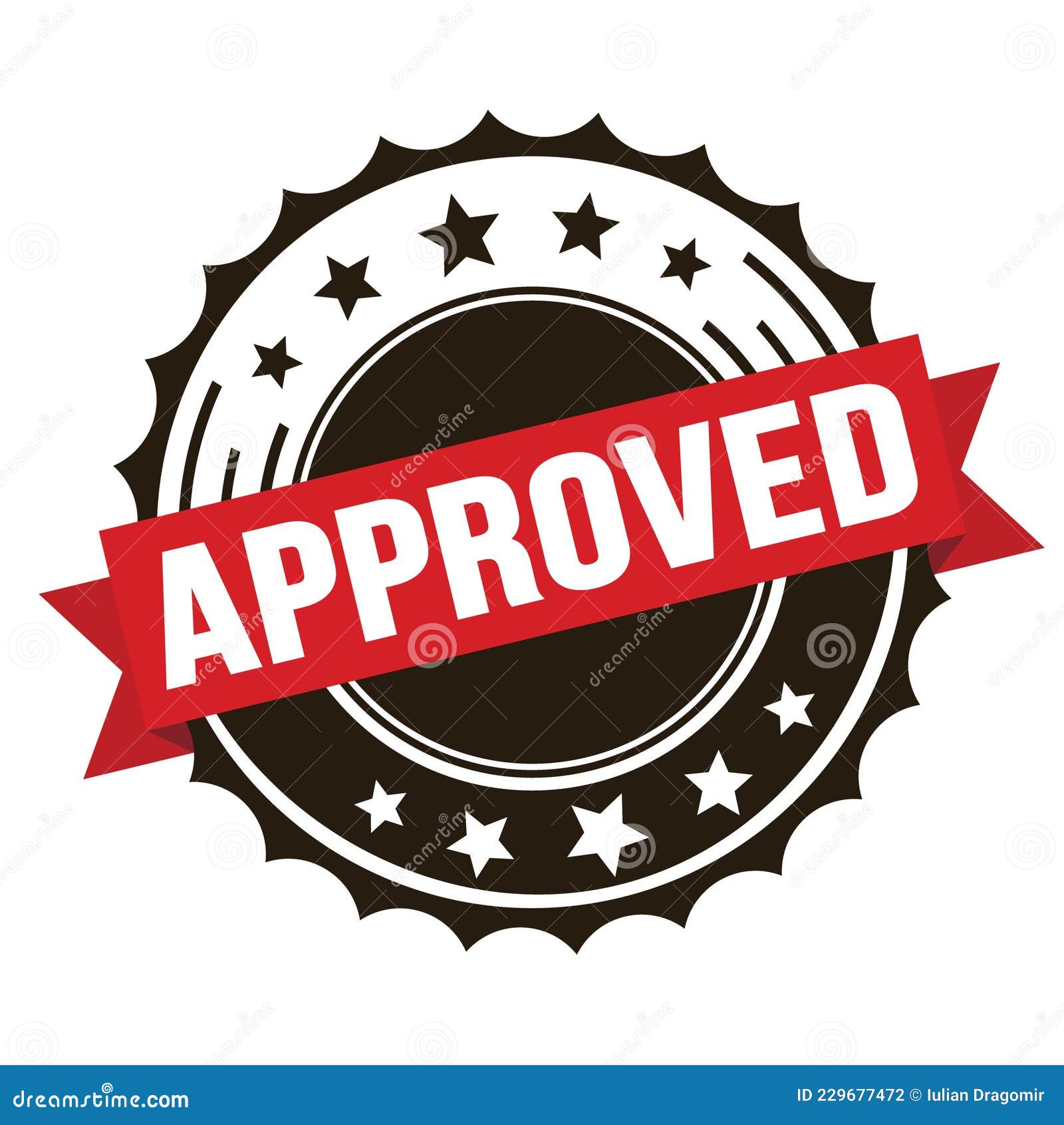 APPROVED Text on Red Brown Ribbon Stamp Stock Illustration ...