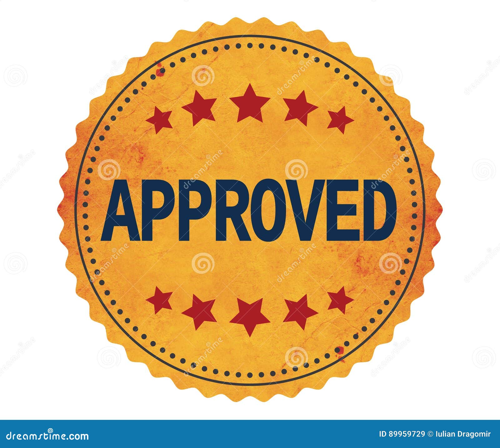 APPROVED Text, on Vintage Yellow Sticker Stamp. Stock Illustration ...