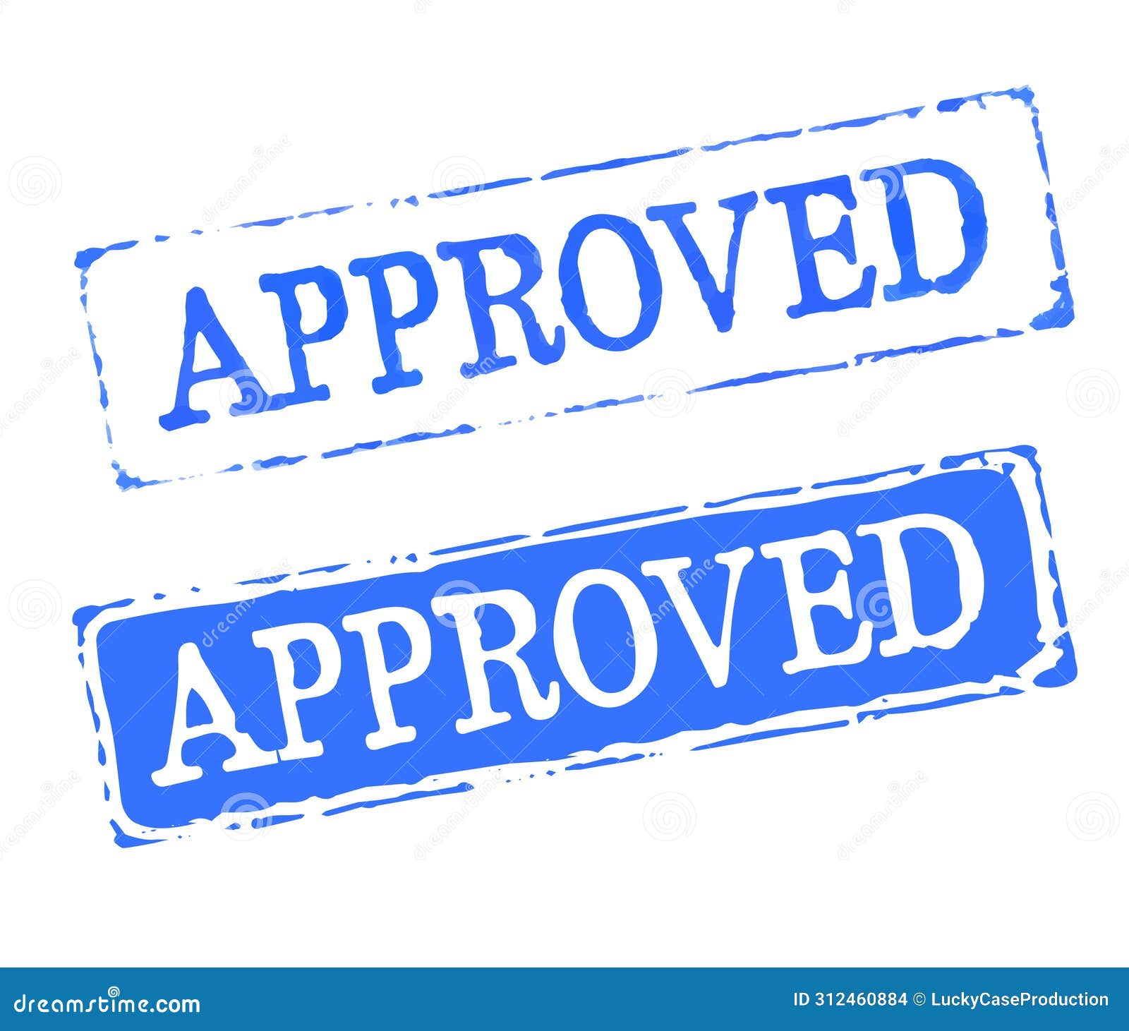 Approved. Text Written in Blue Color with Rectangular Frame. Rubber ...