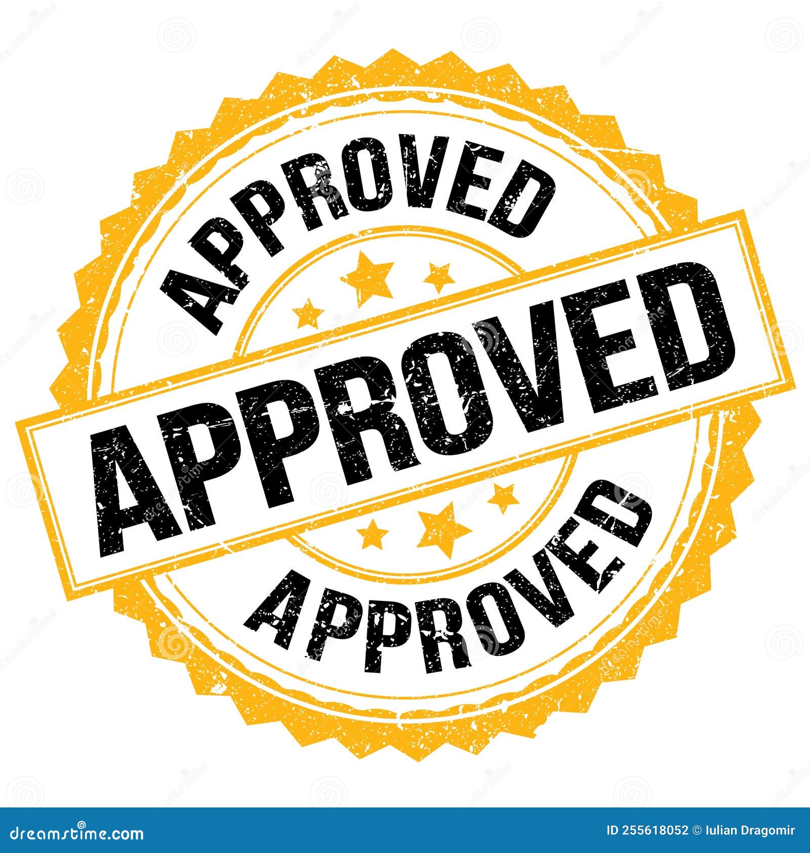 APPROVED Text on Yellow-black Round Stamp Sign Stock Illustration ...