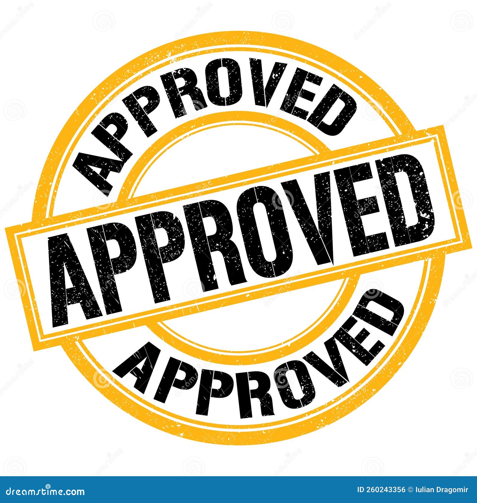 APPROVED Text on Yellow-black Round Stamp Sign Stock Illustration ...