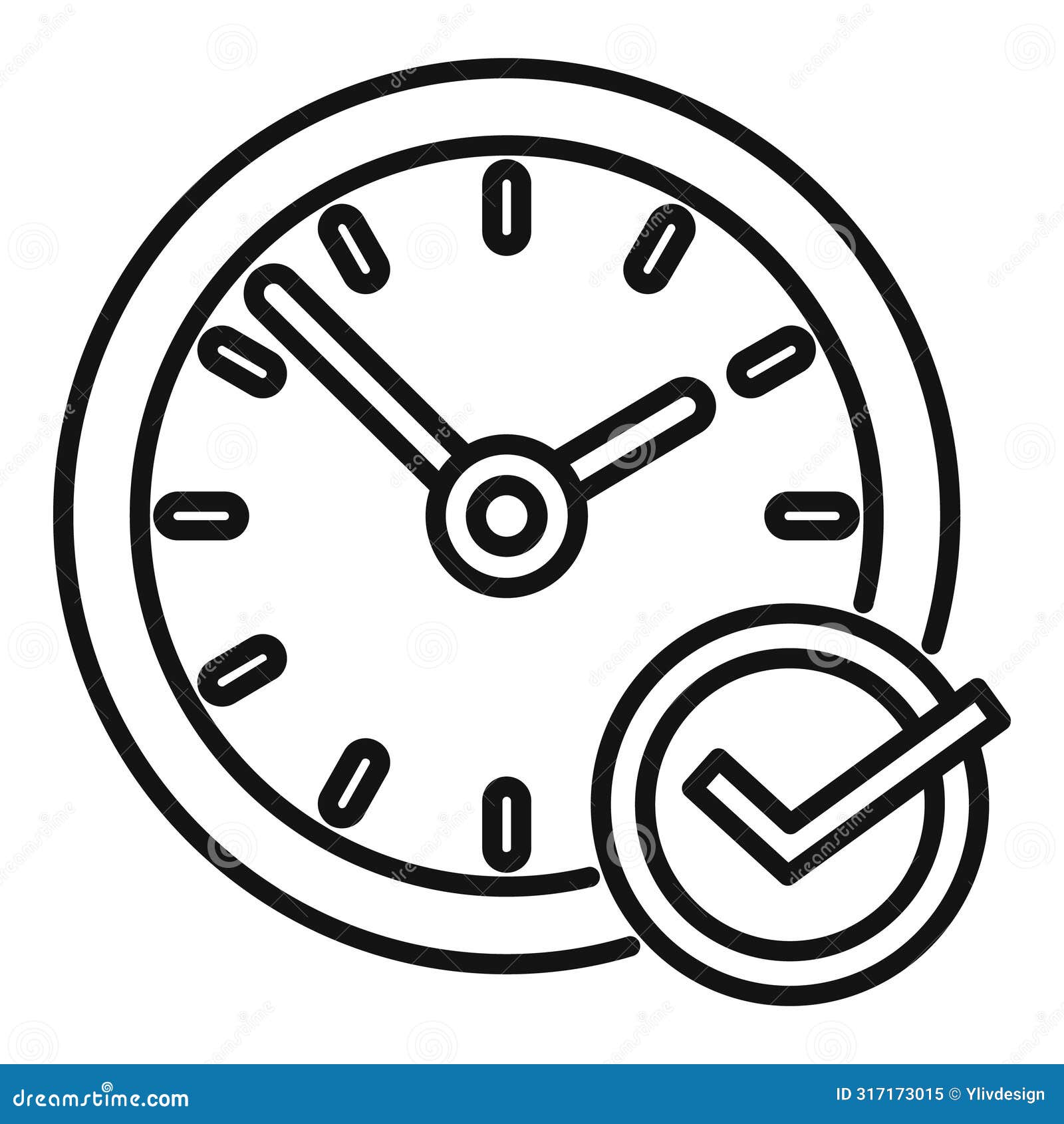 Approved Time Clock Icon Outline Vector. Success Checkmark Stock ...