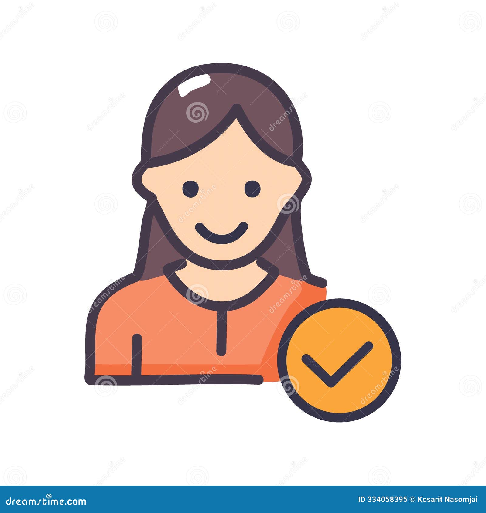Approved User Icon. Happy Female User Icon with a Checkmark, Indicating ...