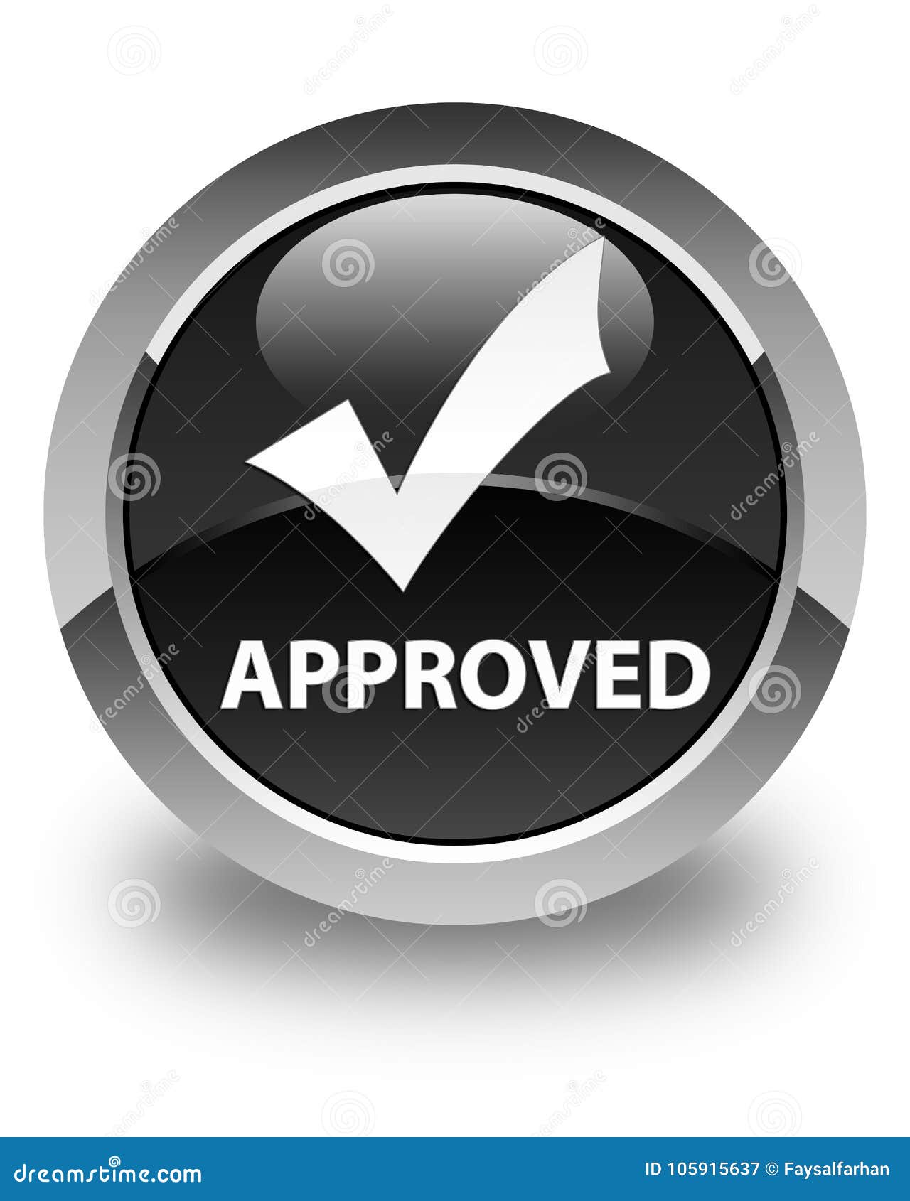 Approved (validate Icon) Glossy Black Round Button Stock Illustration ...