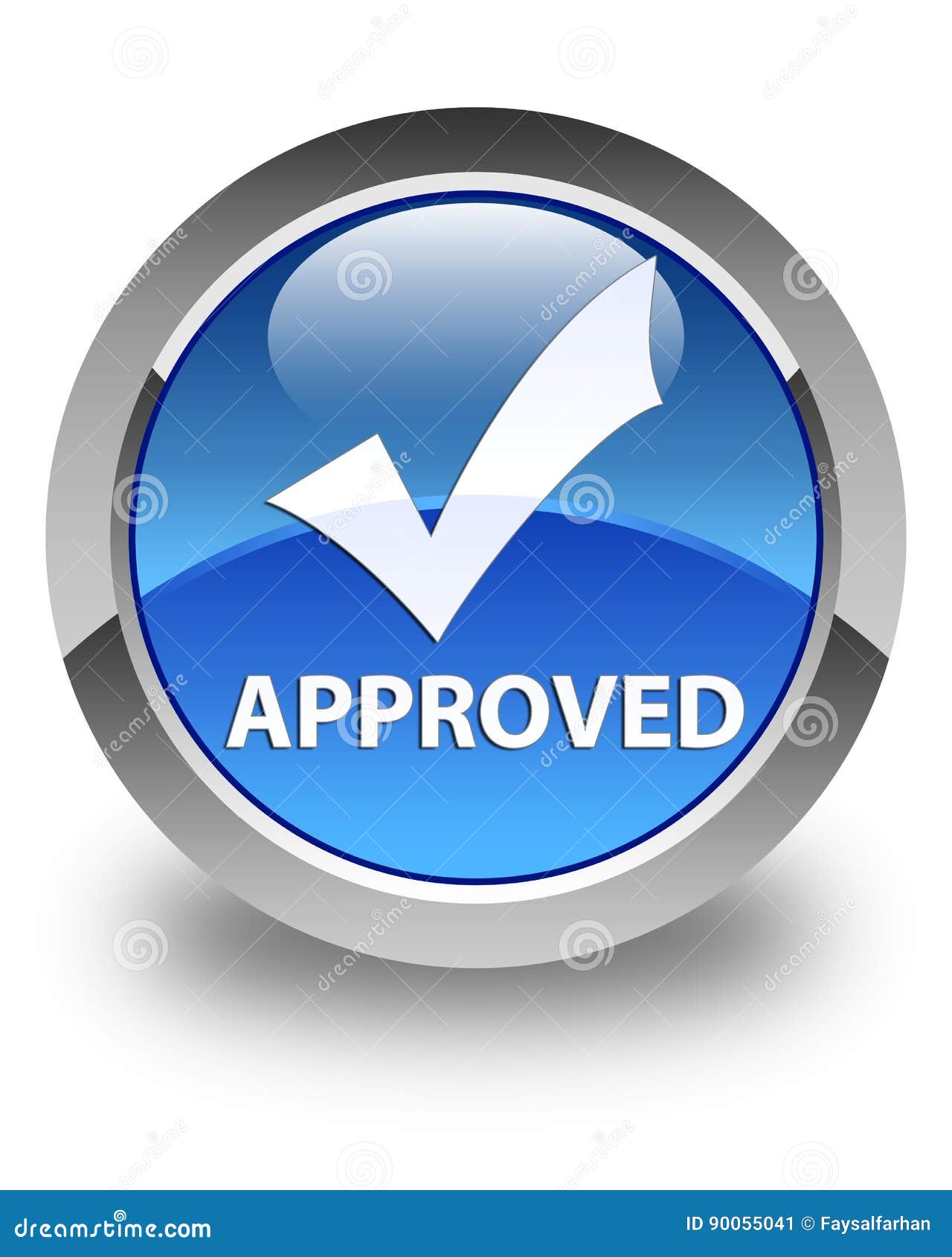 Approved (validate Icon) Glossy Blue Round Button Stock Illustration ...