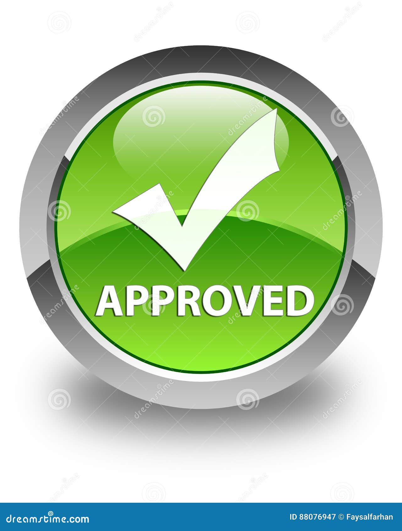 Approved (validate Icon) Glossy Green Round Button Stock Illustration ...