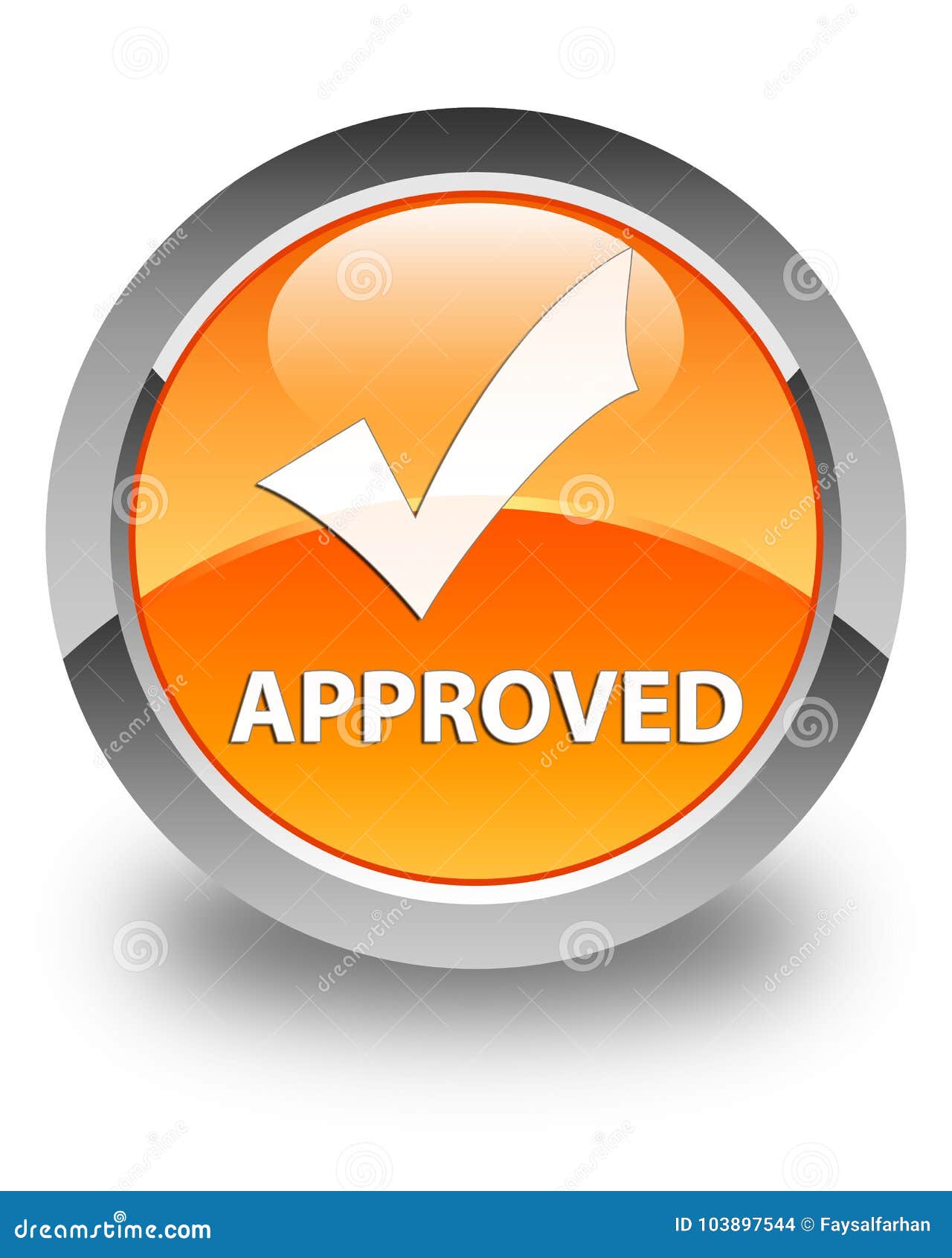Approved (validate Icon) Glossy Orange Round Button Stock Illustration ...