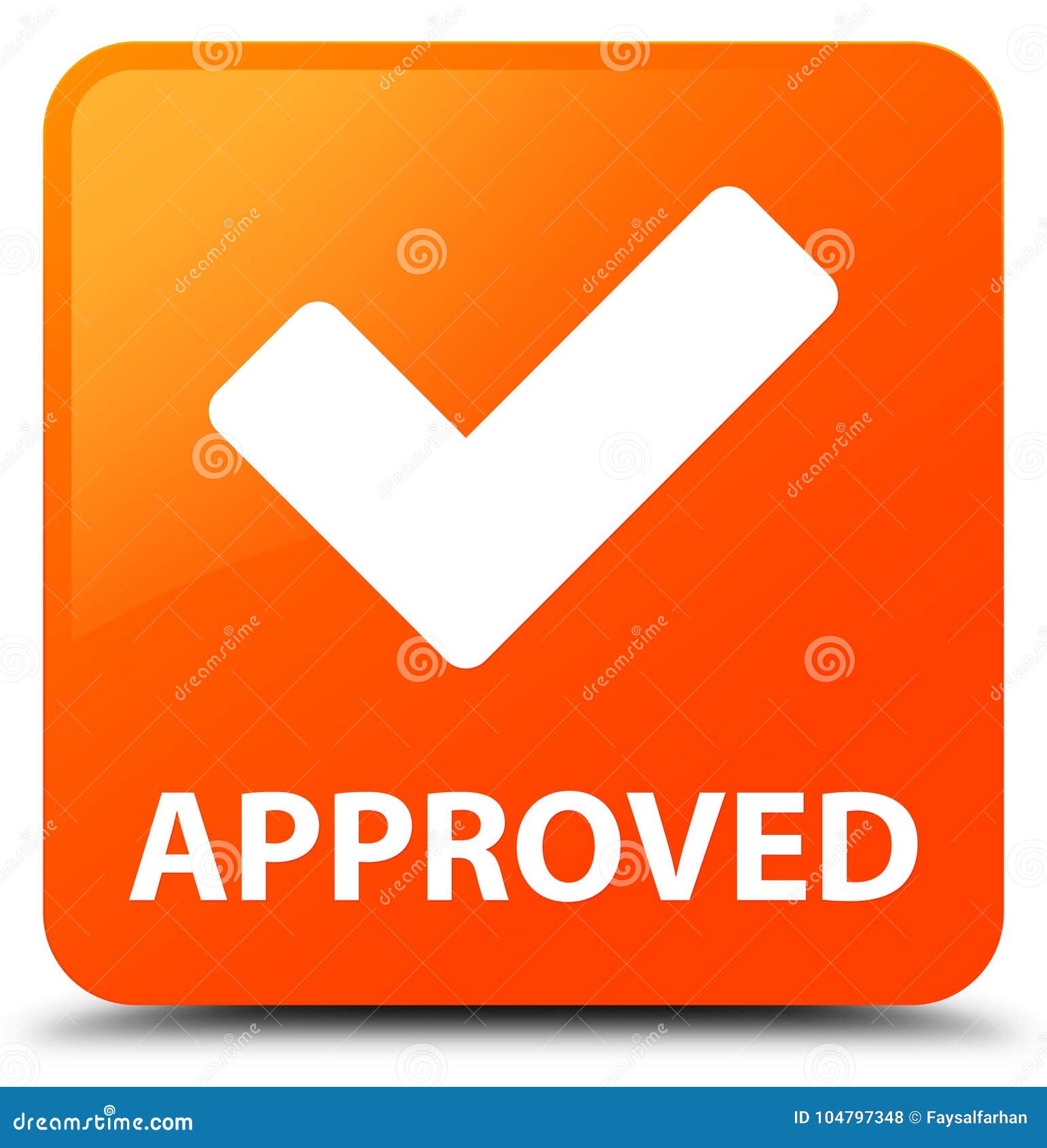 Approved (validate Icon) Orange Square Button Stock Illustration ...