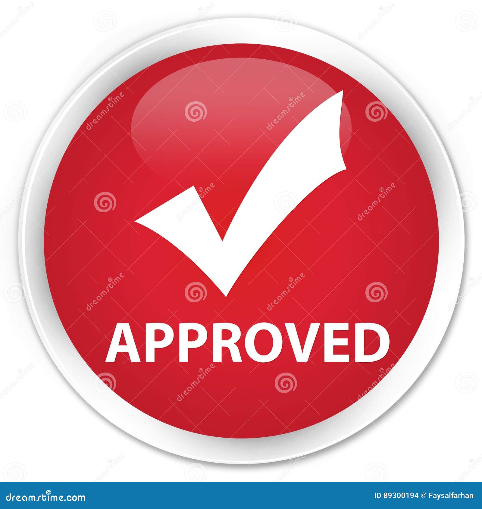 Approved (validate Icon) Premium Red Round Button Stock Illustration ...