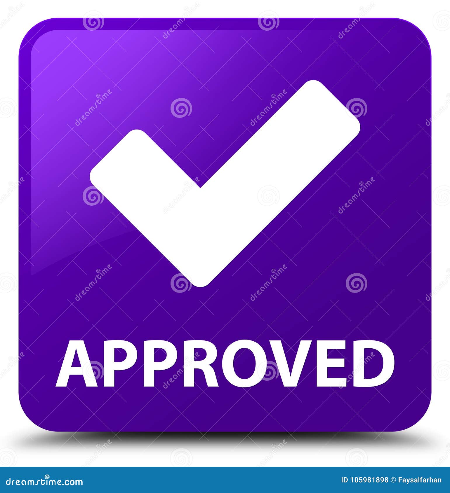 Approved (validate Icon) Purple Square Button Stock Illustration ...