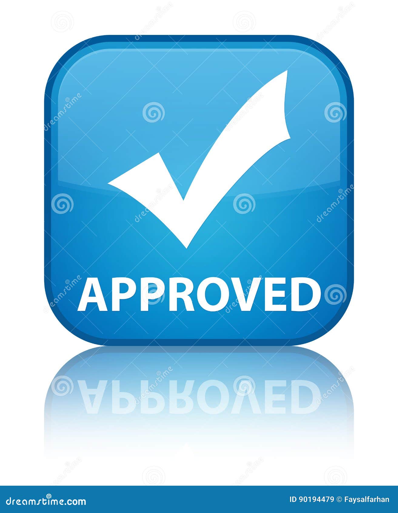 Approved (validate Icon) Special Cyan Blue Square Button Stock ...