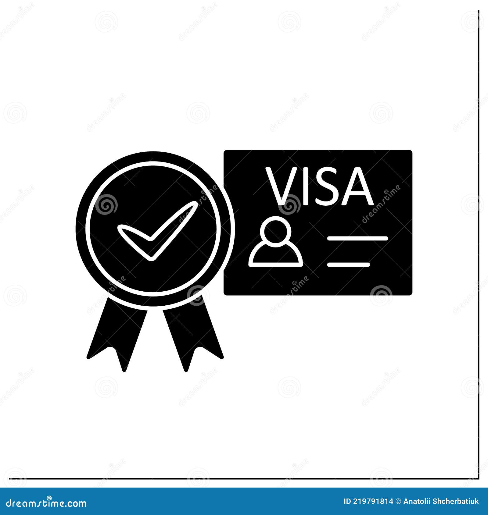 Approved Visa Glyph Icon Stock Vector Illustration Of Confirm 219791814