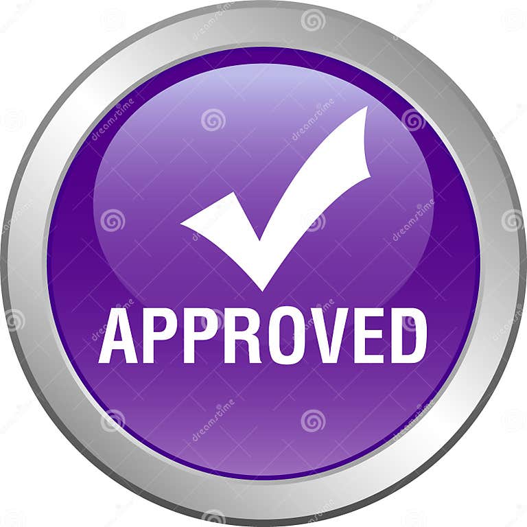 Approved web button stock vector. Illustration of confirmation - 120155376