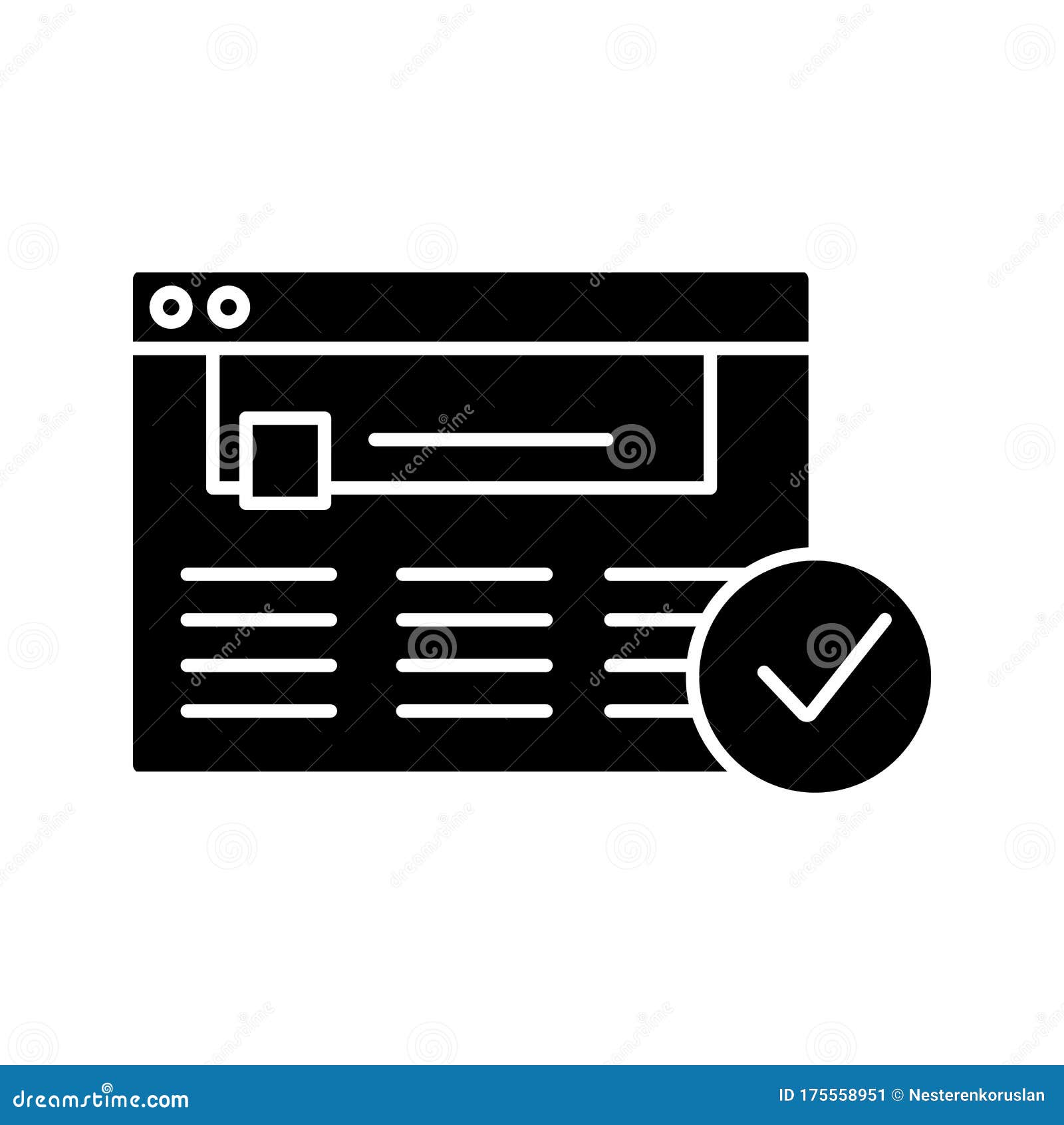 Approved Website Glyph Icon Stock Vector - Illustration of browser ...