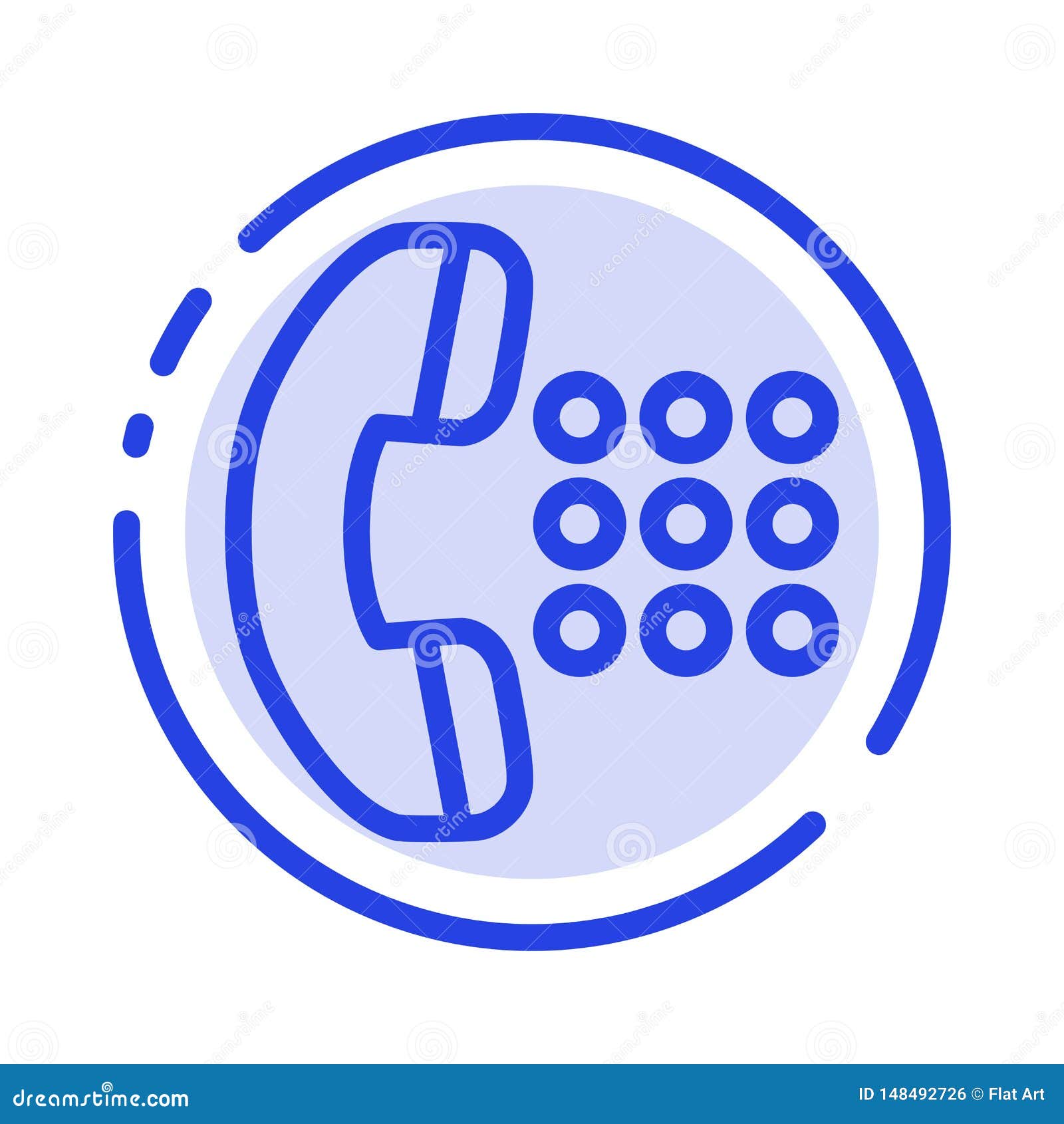 Apps, Call, Dial, Phone Blue Dotted Line Line Icon Stock Vector ...