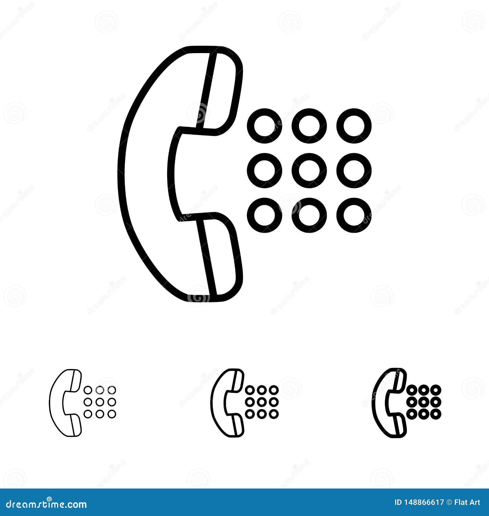 Apps, Call, Dial, Phone Bold and Thin Black Line Icon Set Stock Vector ...