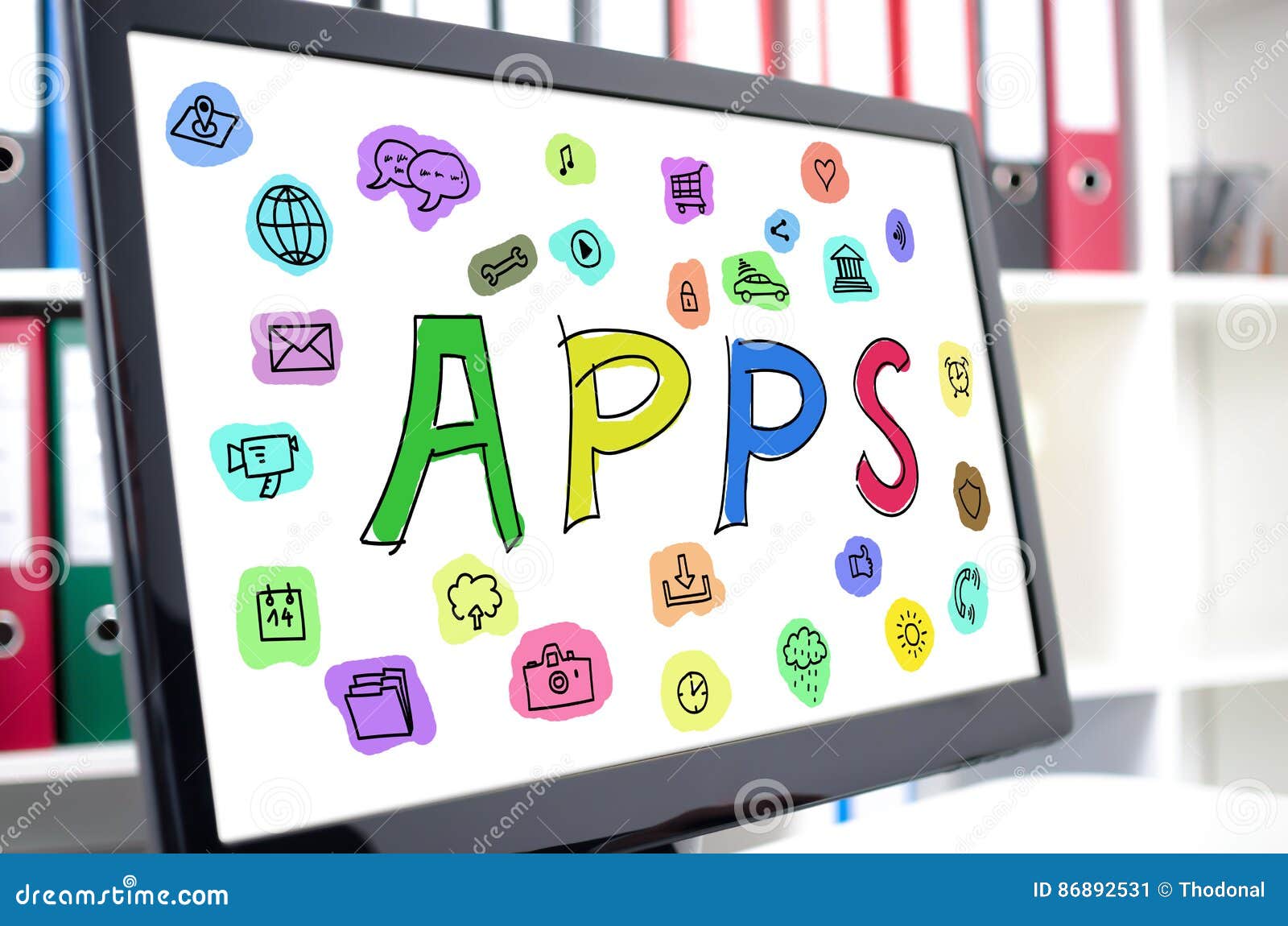 Apps Concept on a Computer Screen Stock Image - Image of technology ...