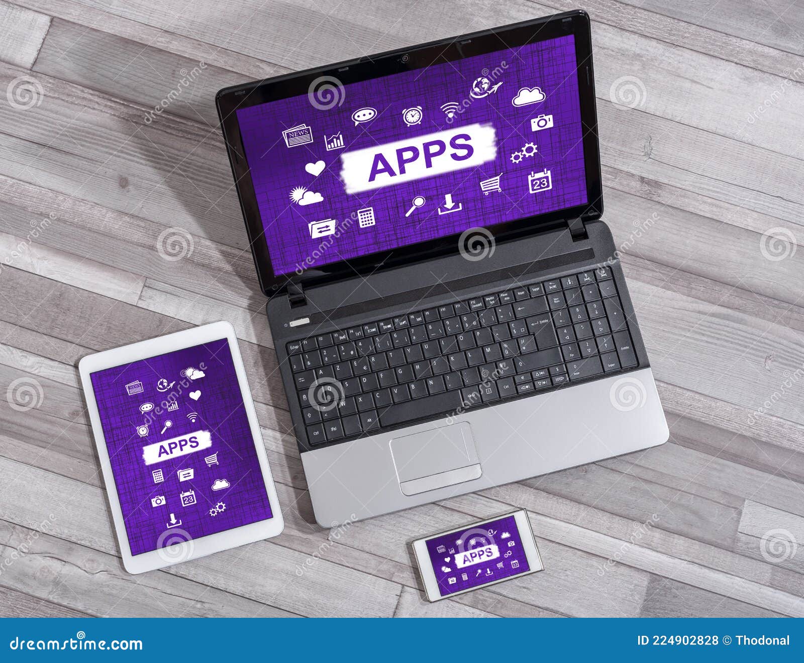 Apps Concept on Different Devices Stock Photo - Image of apps, media ...