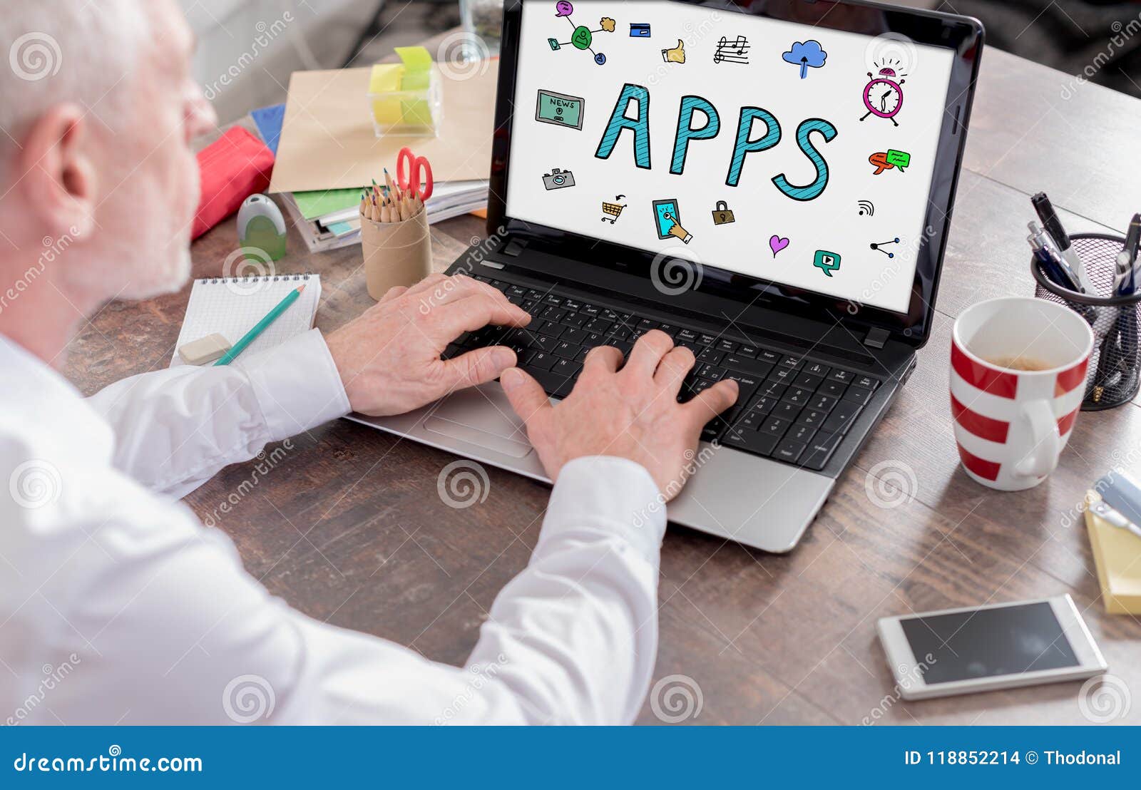 Apps Concept on a Laptop Screen Stock Photo - Image of computer, apps ...