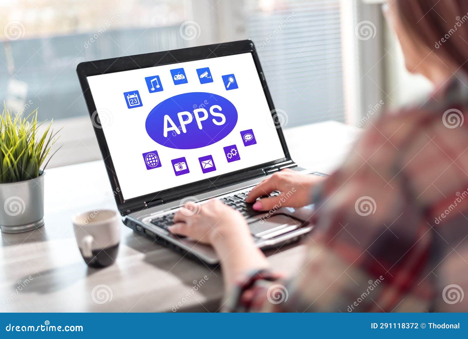 Apps Concept on a Laptop Screen Stock Photo - Image of application ...