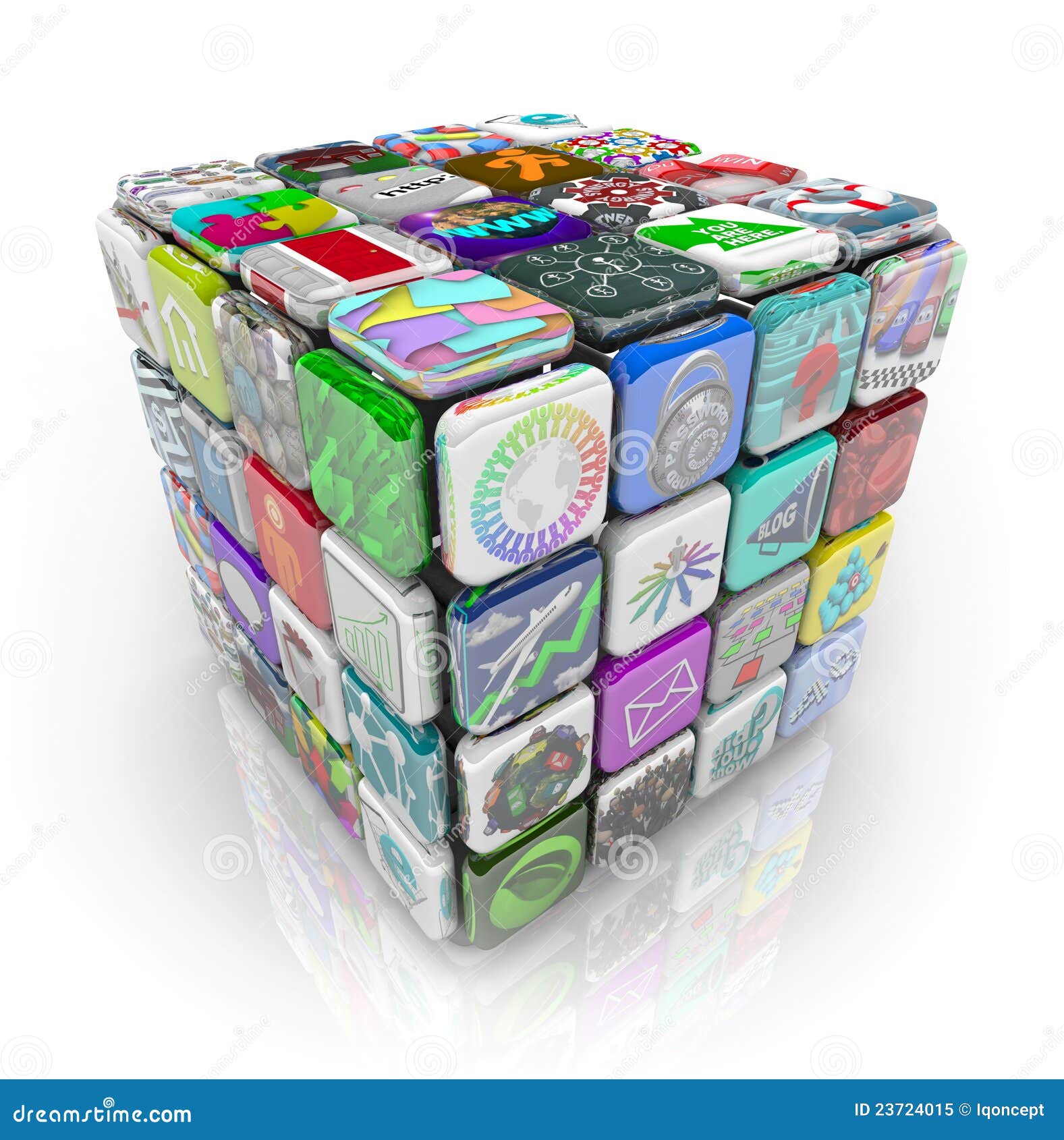 Apps Cube of Application Software Tiles Stock Illustration ...