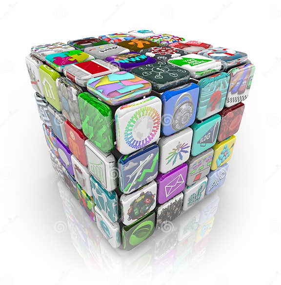 Apps Cube of Application Software Tiles Stock Illustration ...