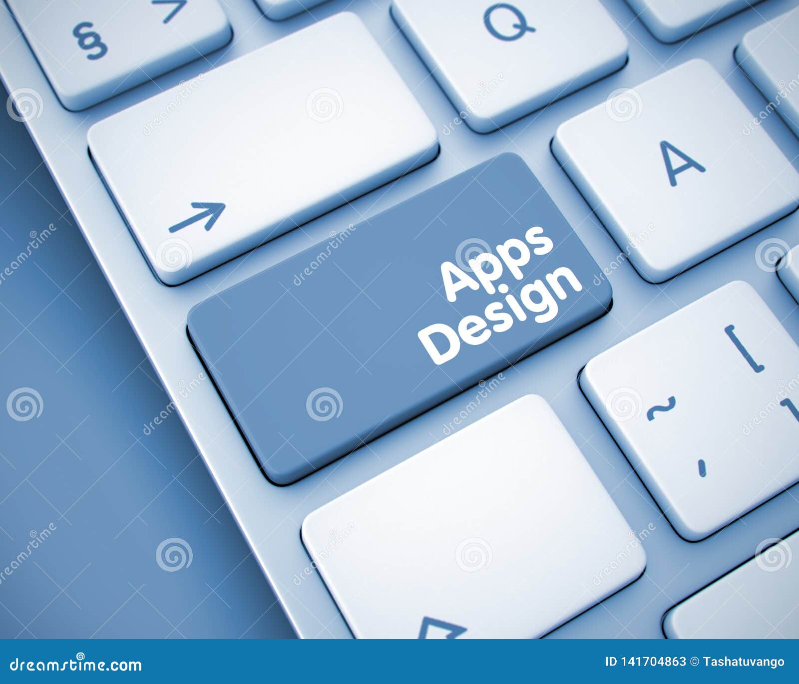 Apps Design - Message on the Keyboard Key. 3D. Stock Illustration ...