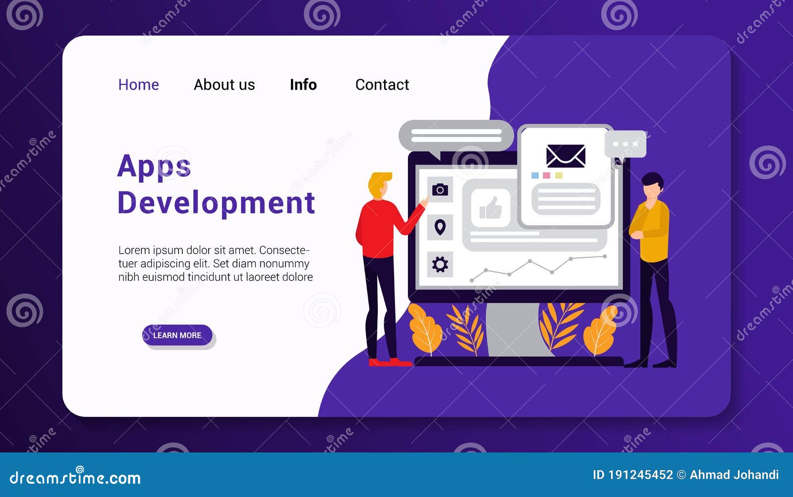 Apps Development Landing Page Template Graphic Design Illustration ...