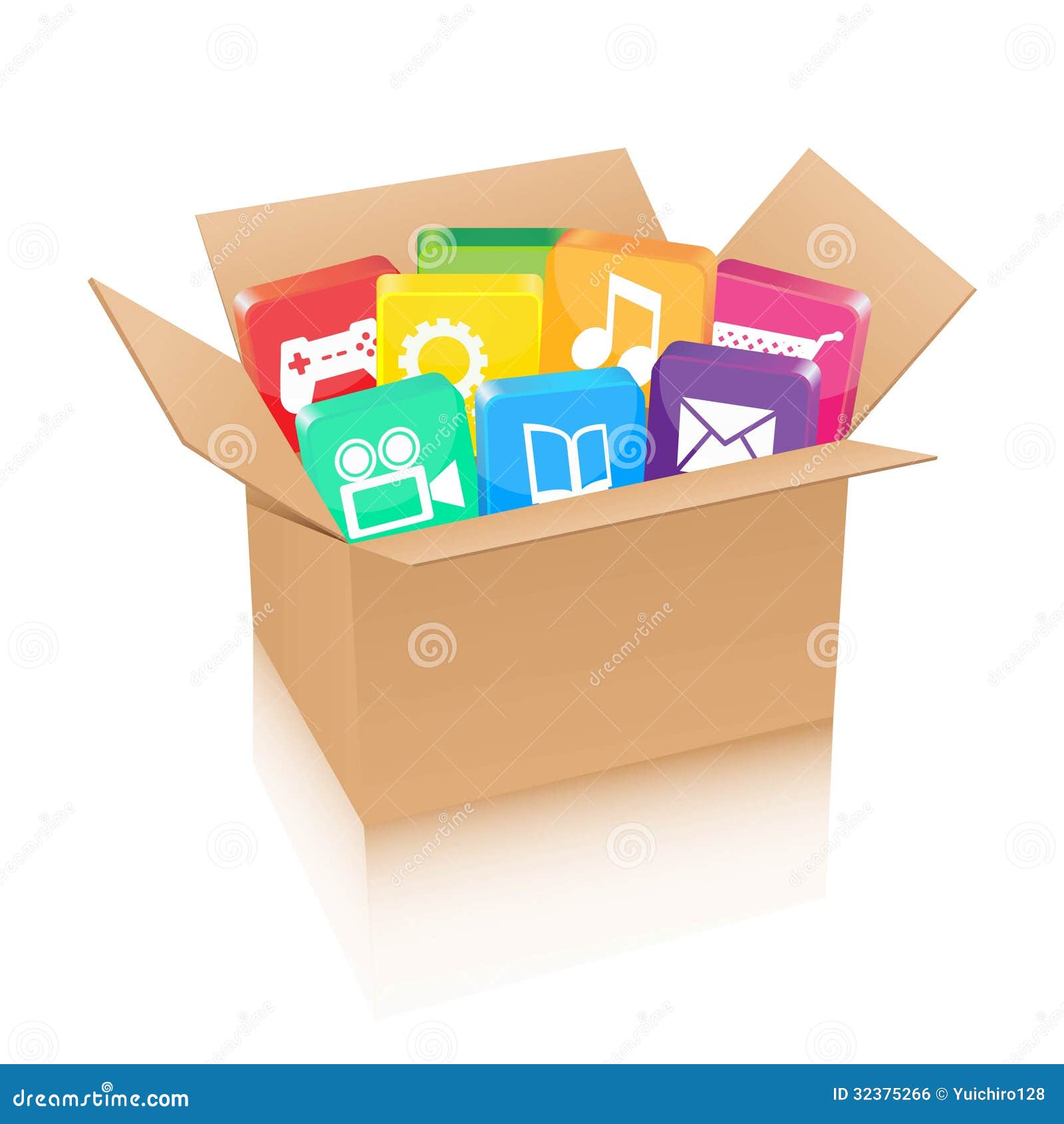 Apps en caja de cartón ilustración del vector. Ilustración de ...