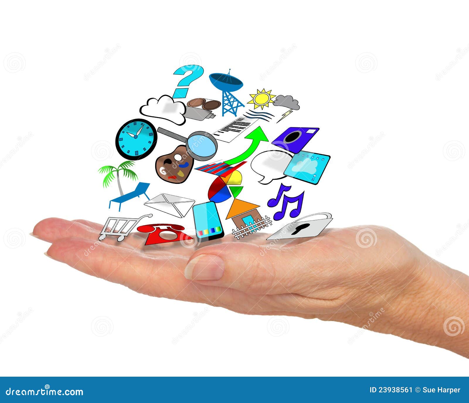 Apps Icons in the Palm of Hand Stock Image - Image of programs, cutout ...