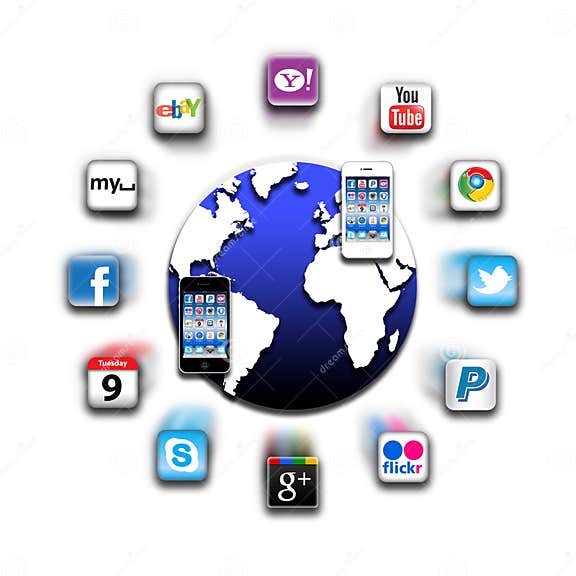 Apps Iphone Mobile World Network Editorial Image - Illustration of ...