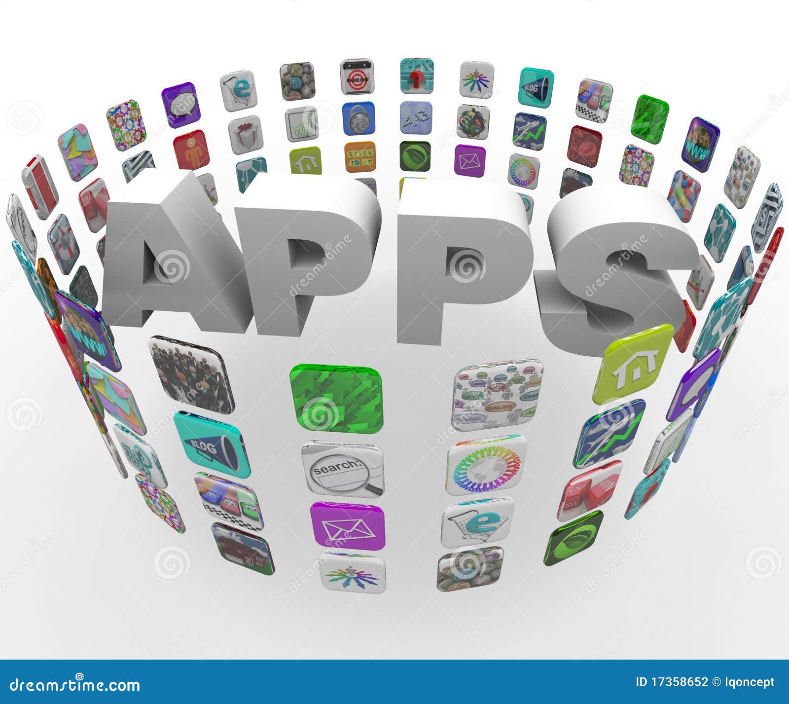 Apps - Palabra En El Modelo Circular De Los Botones Del Azulejo Stock ...