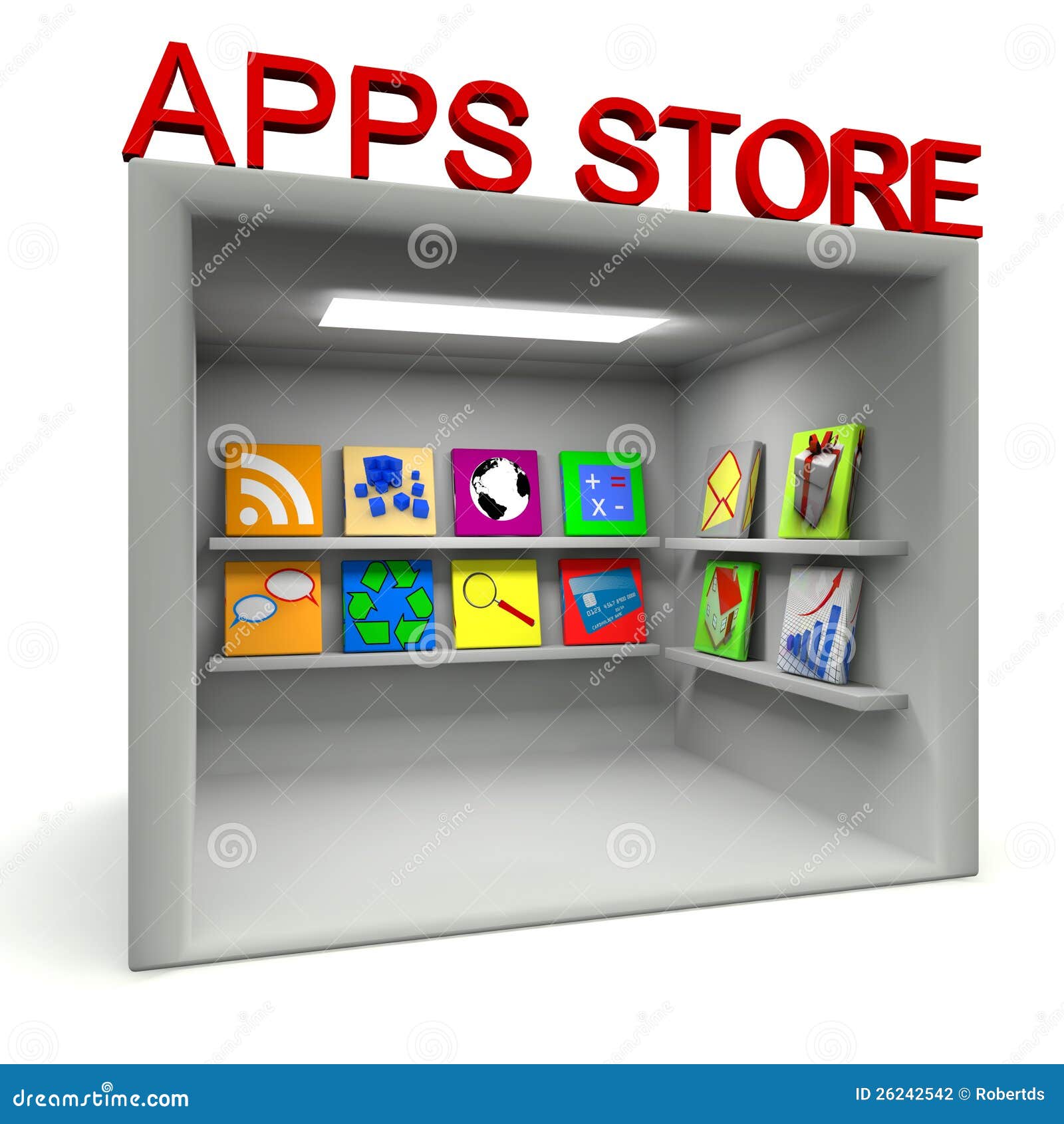 Apps store room over white stock illustration. Illustration of shop ...