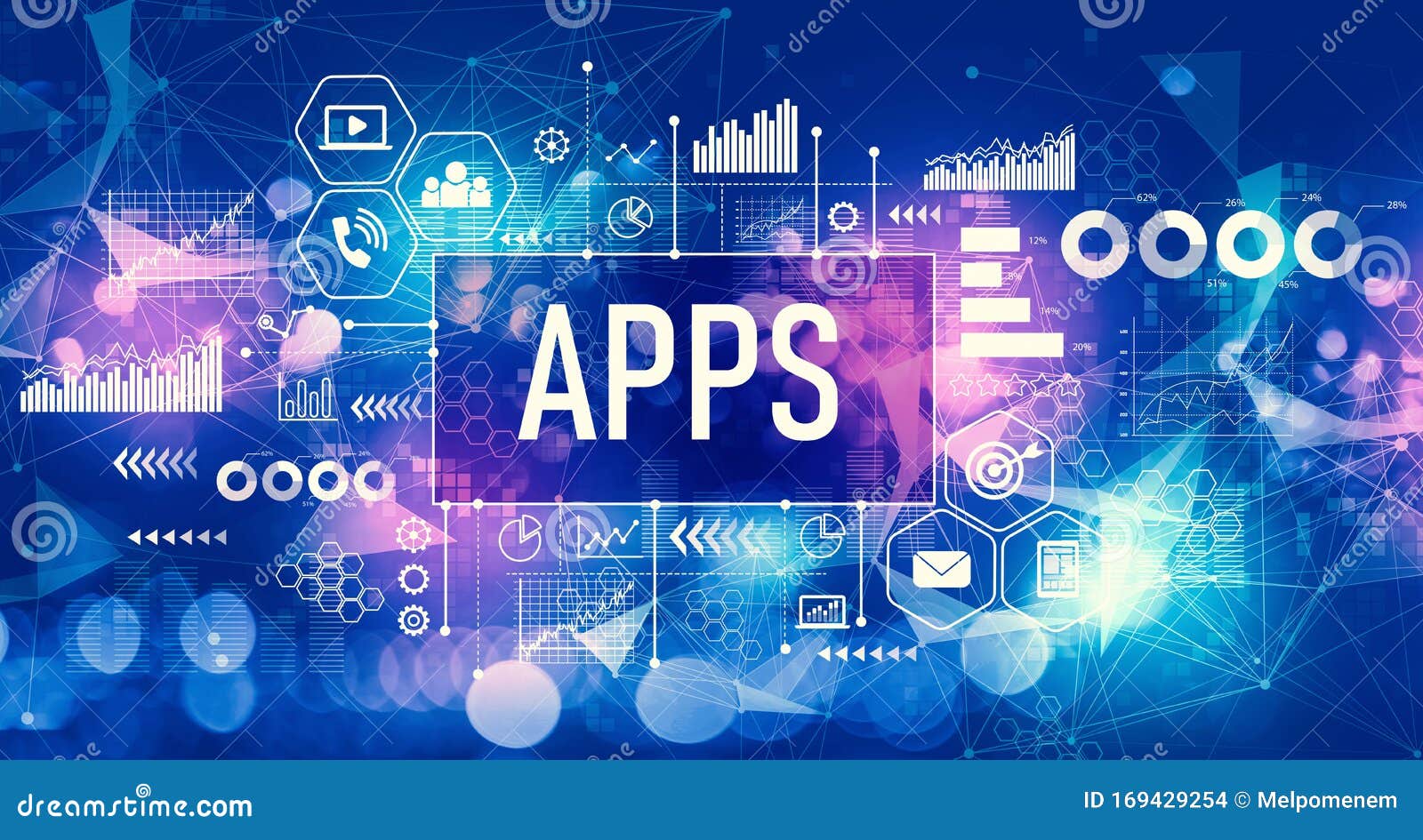 Apps with Technology Light Background Stock Illustration - Illustration ...