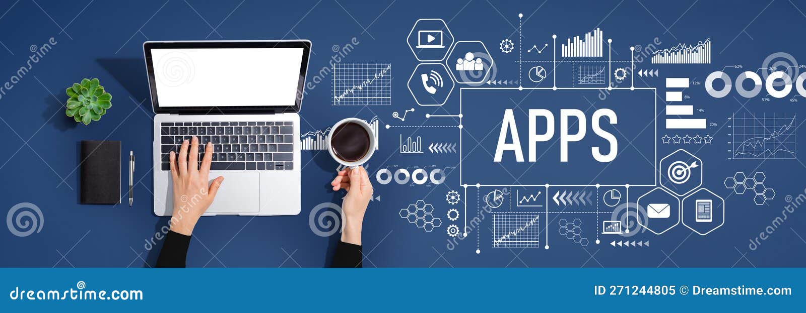 Apps Theme with Person Using Laptop Computer Stock Image - Image of ...