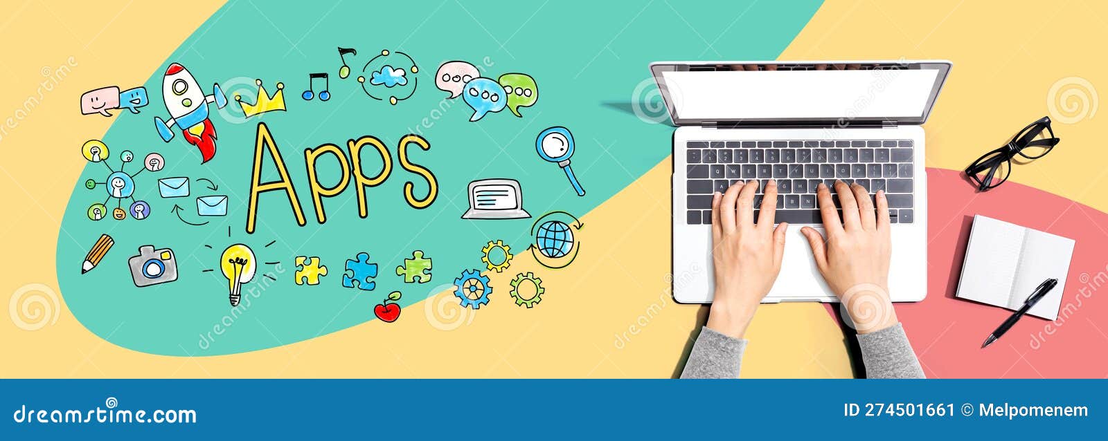 Apps Theme with Person Using a Laptop Stock Image - Image of laptop ...