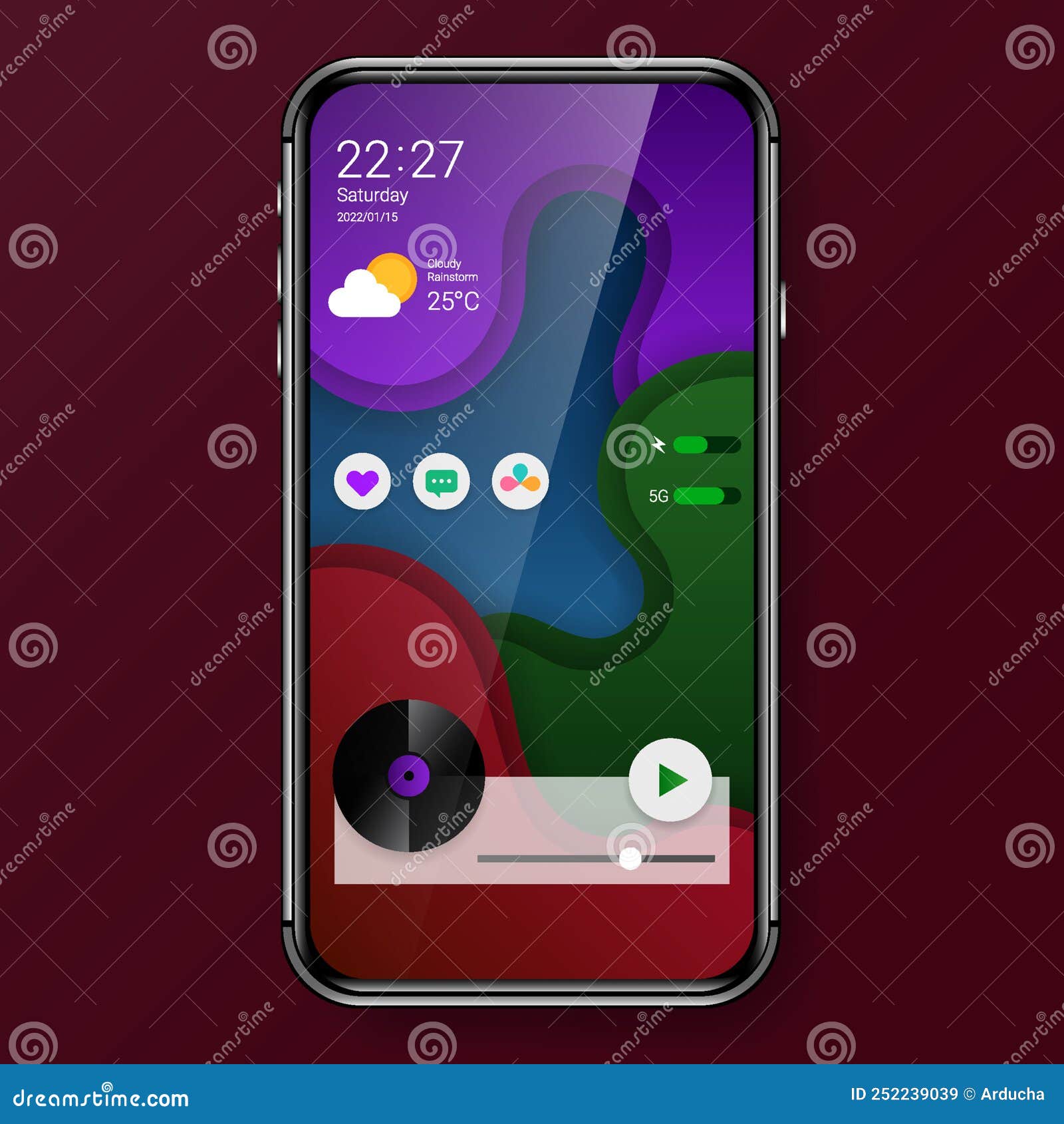 Apps User Interface Realistic Smartphone Home Screen Style Background ...