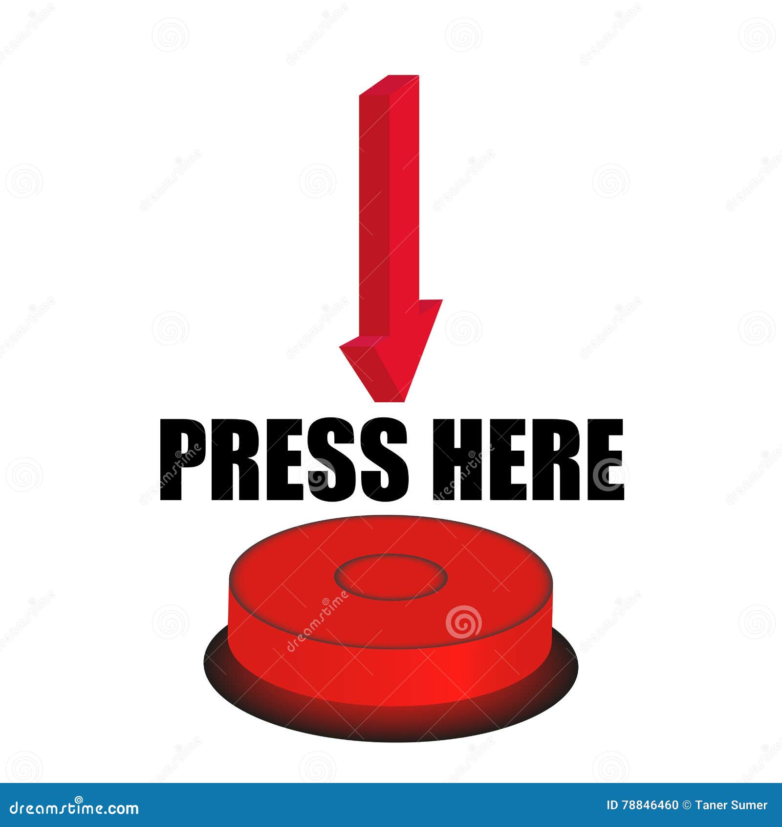 Appuyez sur ici le bouton illustration de vecteur. Illustration du ...