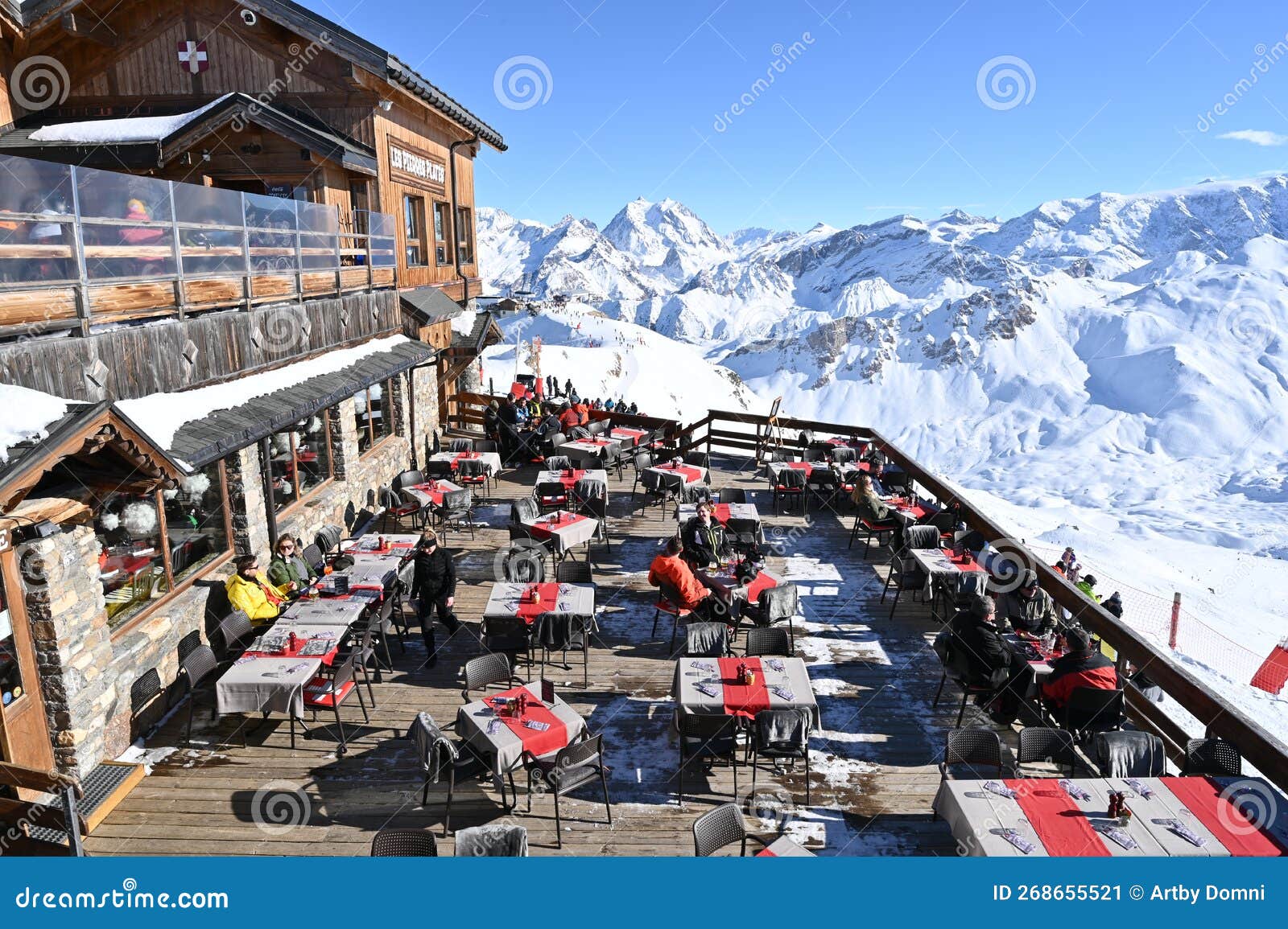 Restaurant in Alps editorial photo. Image of tables - 268655521