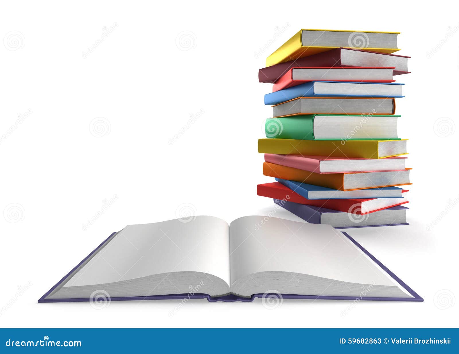 Apra Il Libro E Una Pila Di Libri Illustrazione di Stock ...