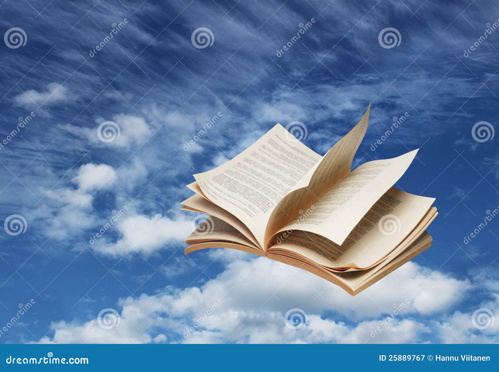 Apra Il Volo Del Libro Sul Cielo Blu Immagine Stock - Immagine di ...