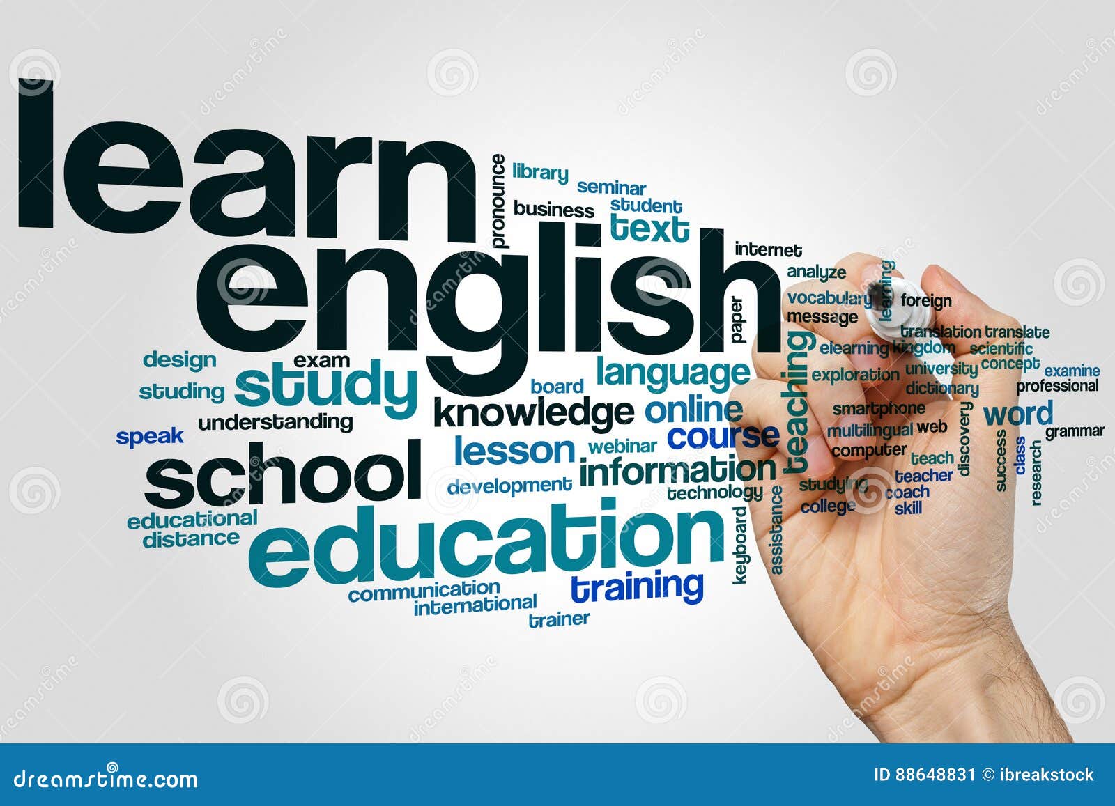 Aprenda La Nube Inglesa De La Palabra Stock de ilustración ...