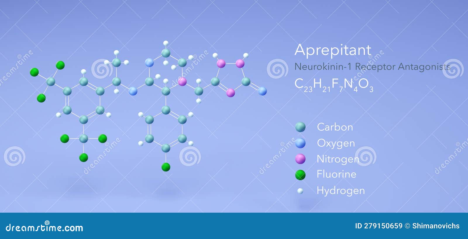 Aprepitant Molecule, Molecular Structures, Fosaprepitant, 3d Model ...