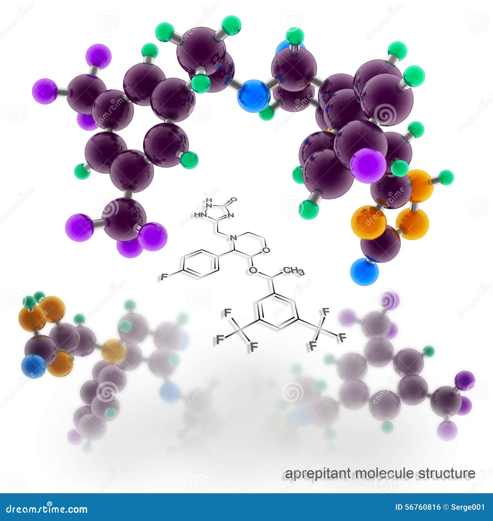 Aprepitant Molecule Structure. Stock Illustration - Illustration of ...