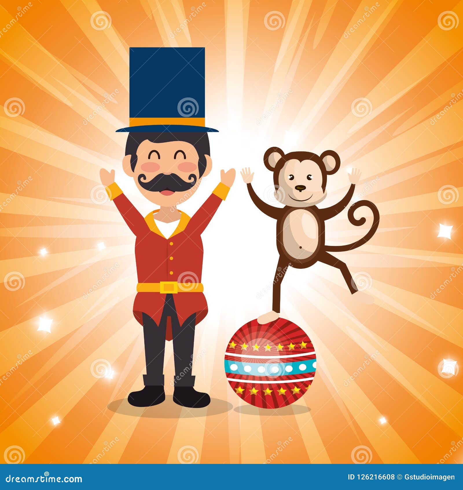 Apresentador Do Circo Com Macaco Ilustração do Vetor - Ilustração de ...